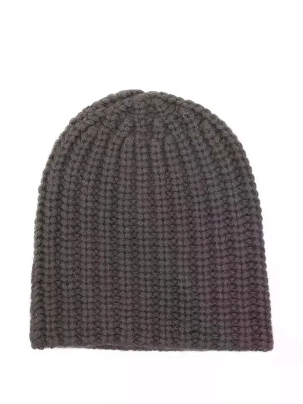 LISKA Ribbed Cashmere Beanie - Grey