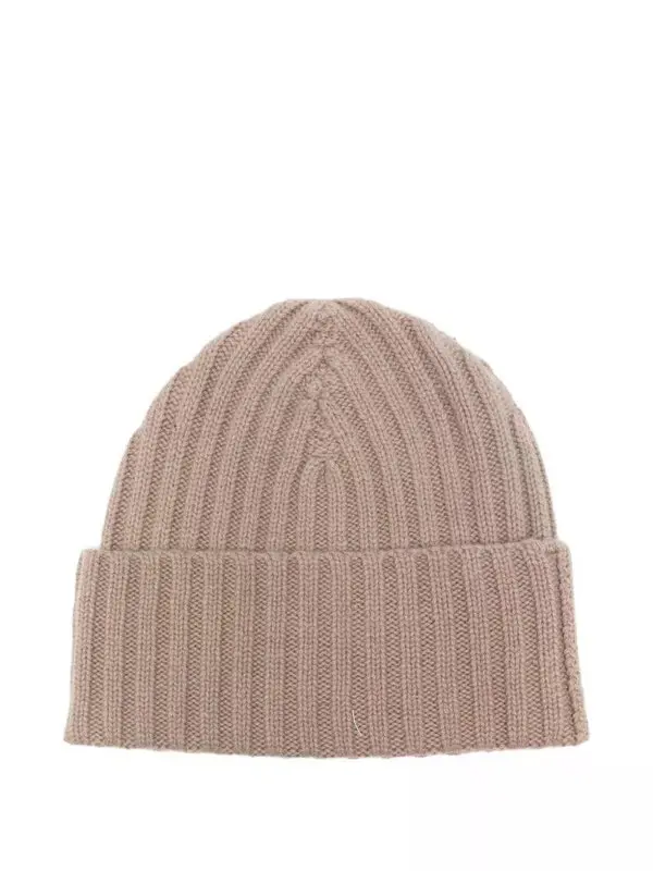 LISKA Ribbed Cashmere Beanie - Neutrals