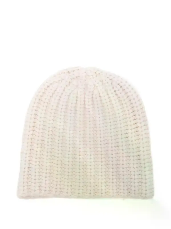 LISKA Ribbed Cashmere Beanie - Neutrals