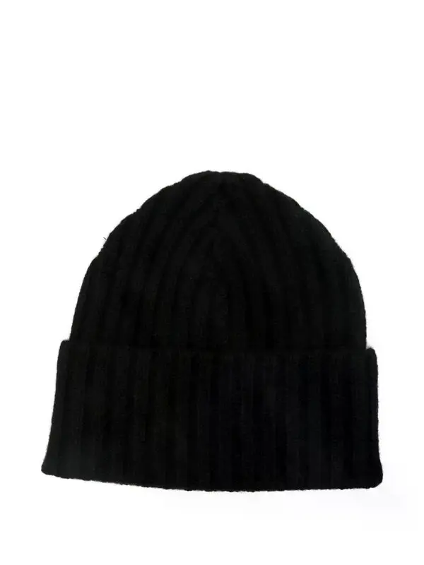 LISKA Ribbed Cashmere Beanie - Black
