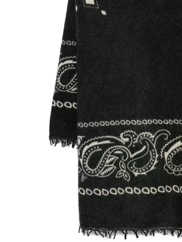 LISKA Paisley-print Frayed-edge Scarf - Black