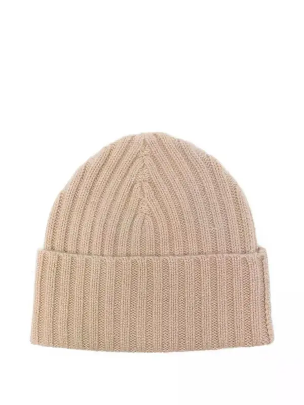 LISKA Ribbed Cashmere Beanie - Neutrals