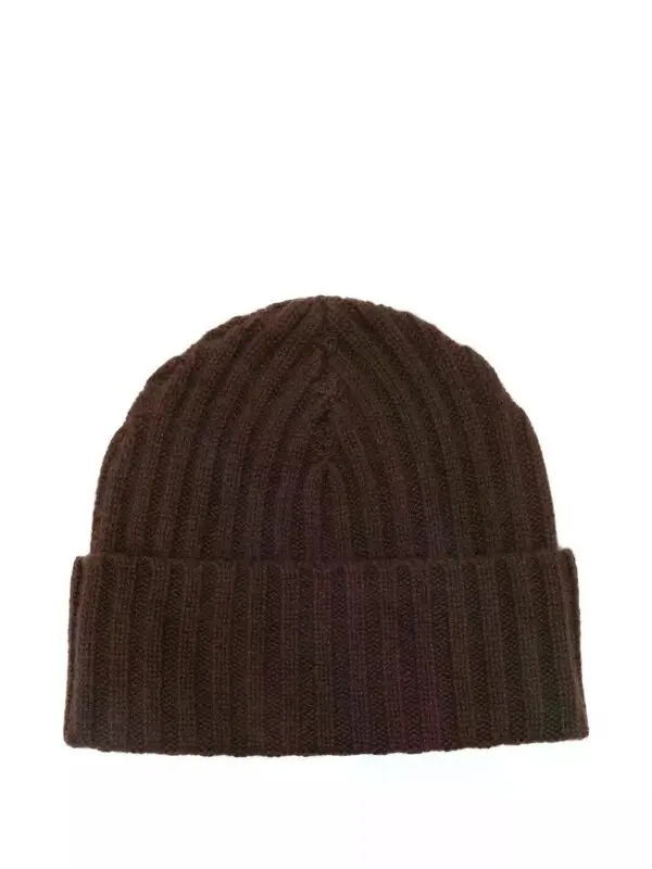 LISKA Ribbed Cashmere Beanie - Brown