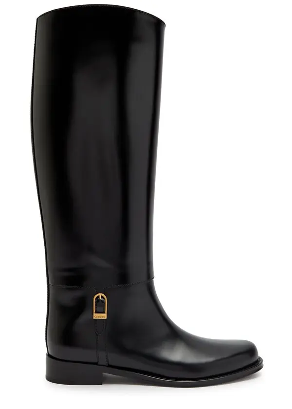 Saint Laurent Julia Glossed-leather Knee-high Boots - Black