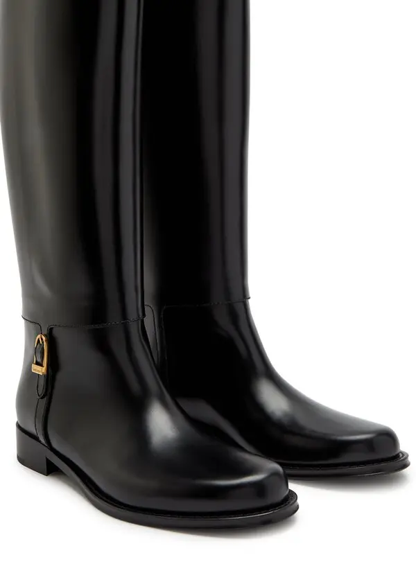 Saint Laurent Julia Glossed-leather Knee-high Boots - Black