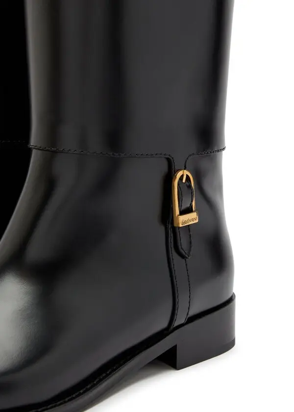 Saint Laurent Julia Glossed-leather Knee-high Boots - Black