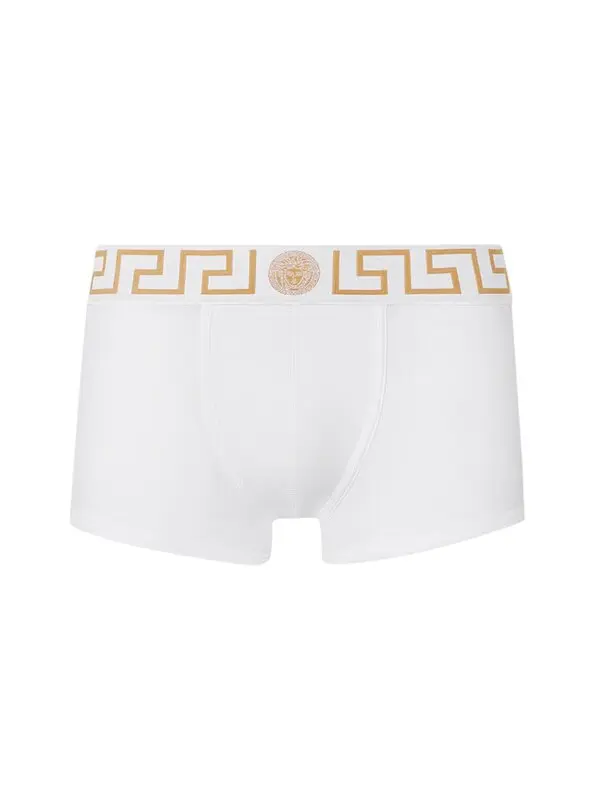 Versace Boxer Shorts With Greek - White