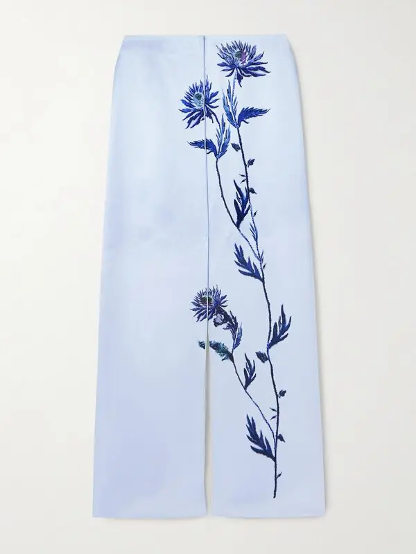 Altuzarra Kat Floral-print Silk-satin Maxi Skirt - Blue