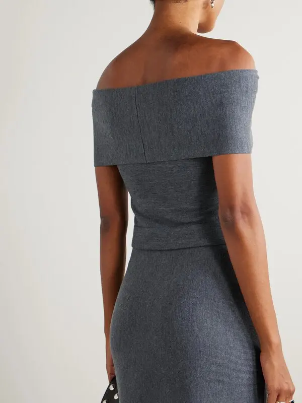 Simkhai Callahan Cropped Off-the-shoulder Wool Top