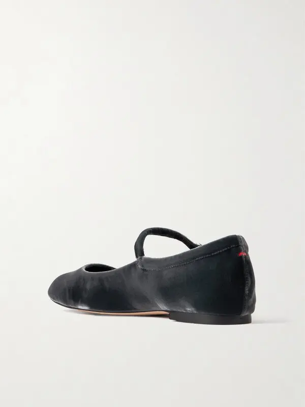 AeydĒ Uma Velvet Mary Jane Ballet Flats - Gray