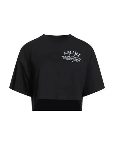 Amiri Cropped Cotton Jersey T-shirt With Graphic Print - Black