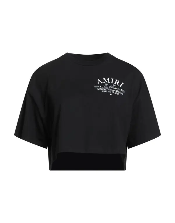 Amiri Cropped Cotton Jersey T-shirt With Graphic Print - Black