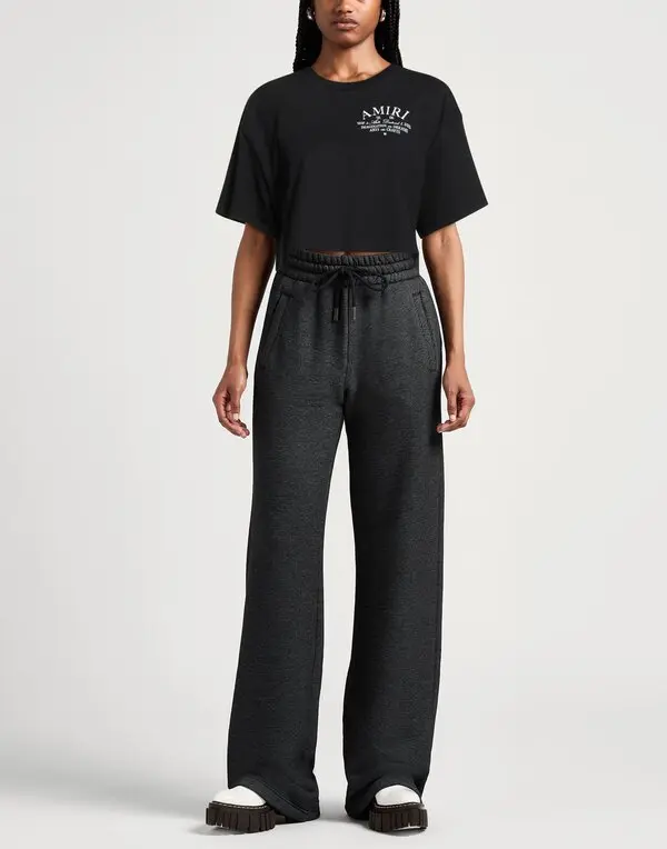 Amiri Cropped Cotton Jersey T-shirt With Graphic Print - Black