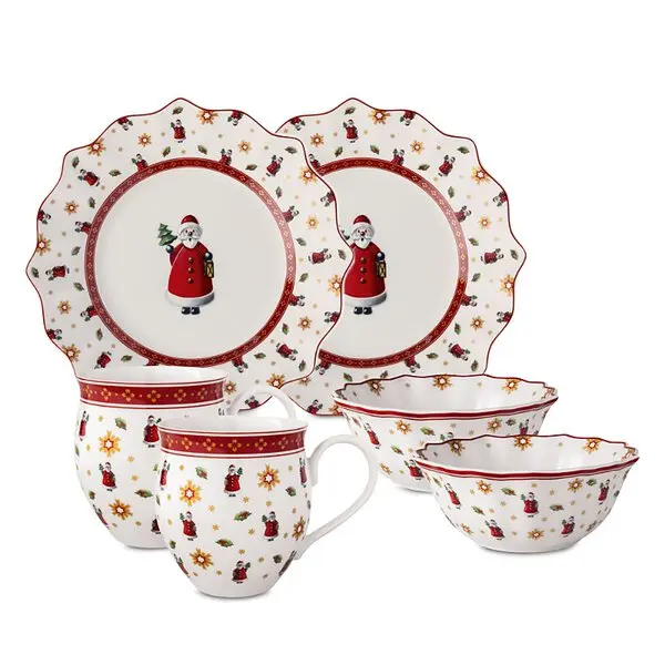 VILLEROY & BOCH Toy's Delight Santa 6 Piece Breakfast Set, Service For 2 - Multi
