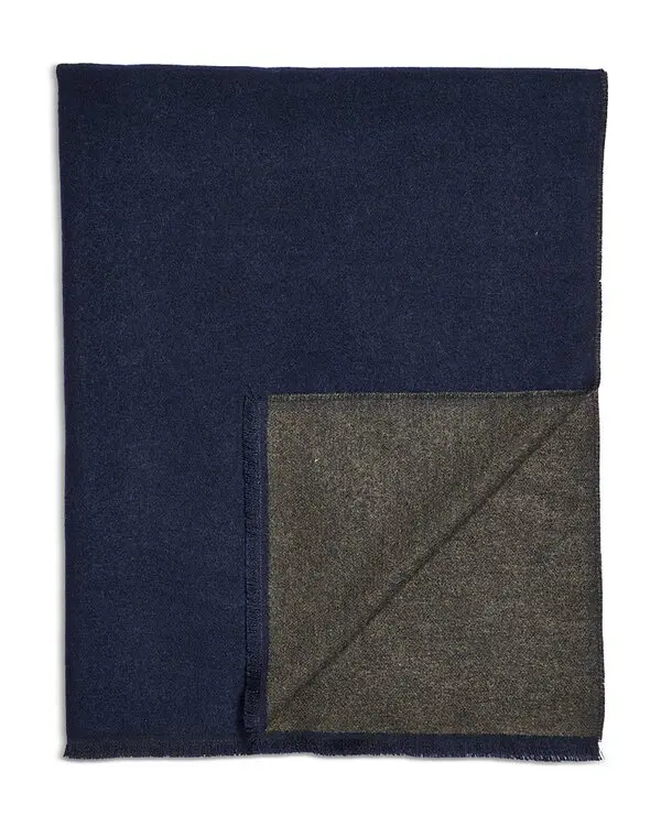 Bloomingdale'S Reversible Solid Scarf With Cut Fringe - Navy/ Olive