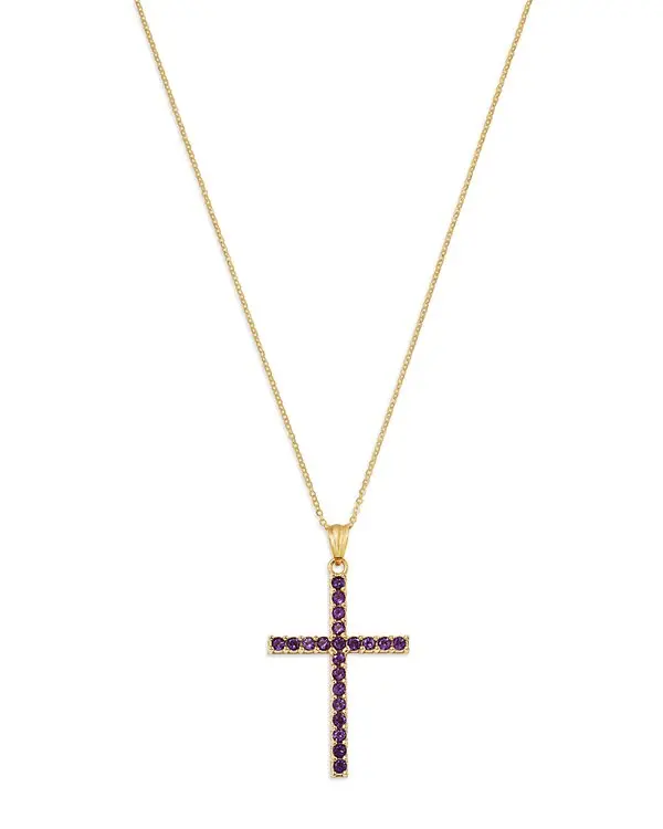 Bloomingdale'S 14k Yellow Amethyst Cross Pendant Necklace - Gold