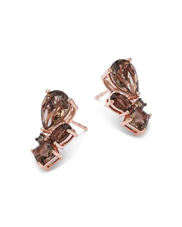 Bloomingdale'S 14k Yellow Smokey Quartz And Brown Diamond Earrings