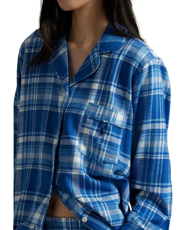 Polo Ralph Lauren Madison Notched Collar Pajama Set - Lake Plaid