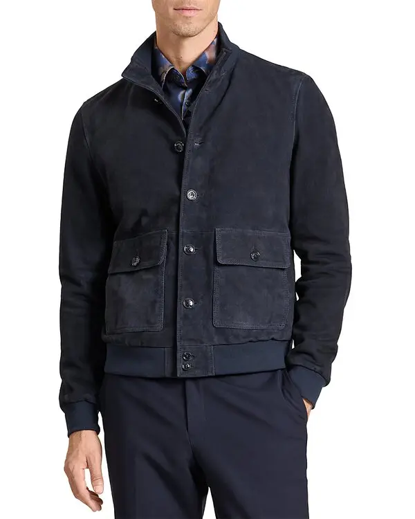 Ted Baker London Weir Suede Bomber Jacket - Navy