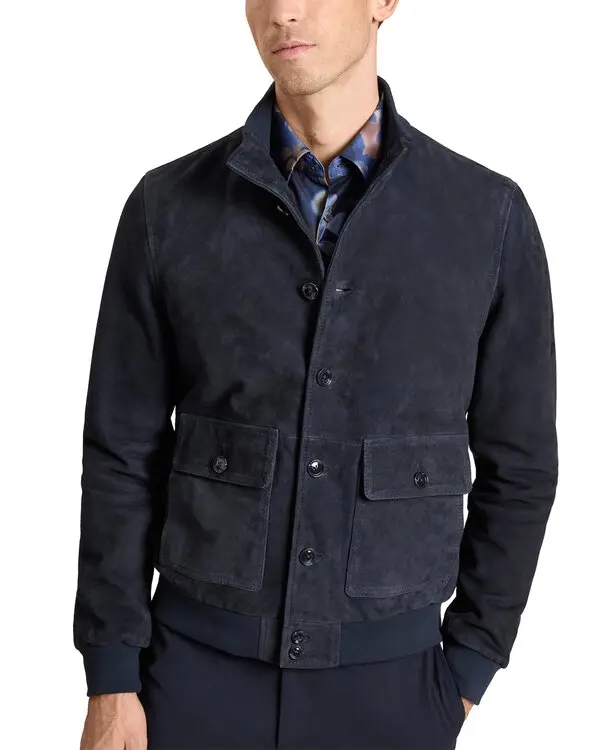Ted Baker London Weir Suede Bomber Jacket - Navy