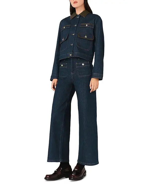 Maje High-rise Wide-leg Jeans - Navy