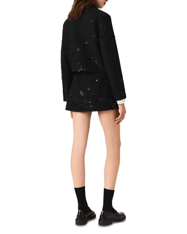 Maje Vogueloir Short Embroidered Jacket - Black