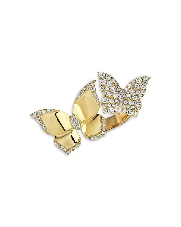 Piranesi 18k Yellow Double Butterfly Diamond Ring 0.95 Tcw - Gold