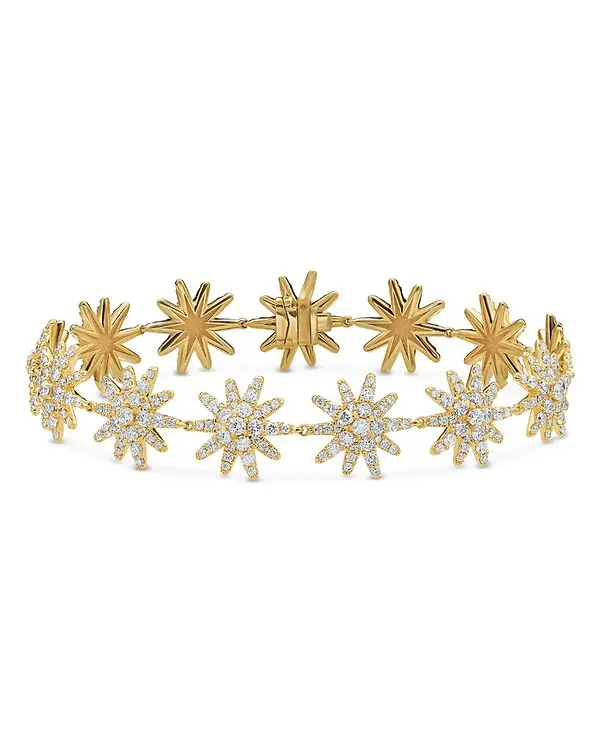 David Yurman 18k Yellow Starburst Pave Tennis Bracelet - Gold