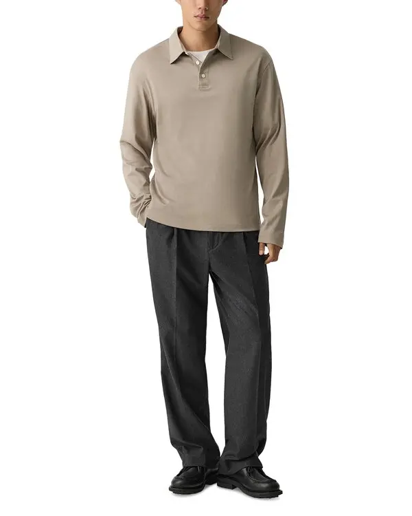 Theory Relaxed Long Sleeve City Interlock Polo Shirt - Feather