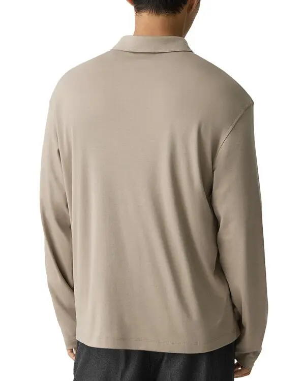 Theory Relaxed Long Sleeve City Interlock Polo Shirt - Feather
