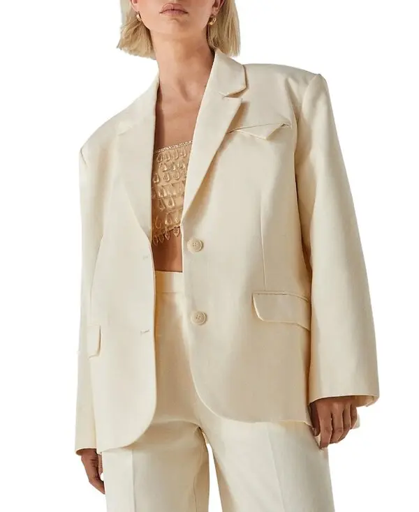 Nasty Gal Twill Oversized Tailored Blazer - Cream