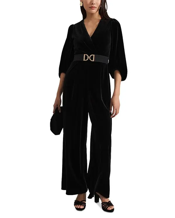 PHASE EIGHT Myleen Velvet Jumpsuit - Black