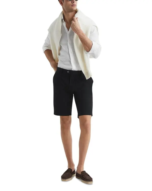 REISS Modern Fit Casual Chino 7 Shorts - Black