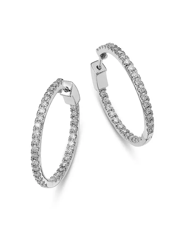 Bloomingdale'S Luxe Collection Certified Lab Grown Diamond Inside Out Hoop Earrings - White Gold