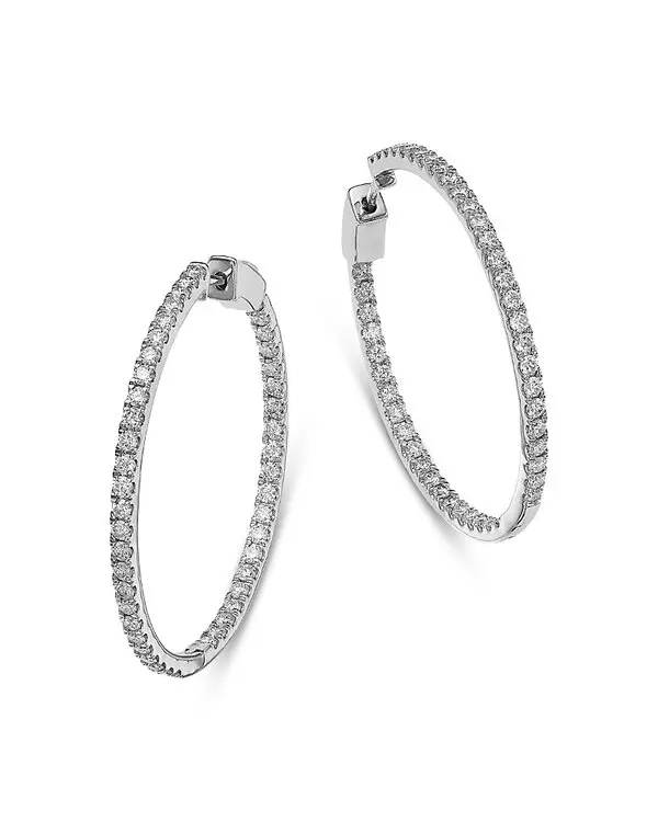 Bloomingdale'S Luxe Collection Certified Lab Grown Diamond Inside Out Hoop Earrings - White Gold