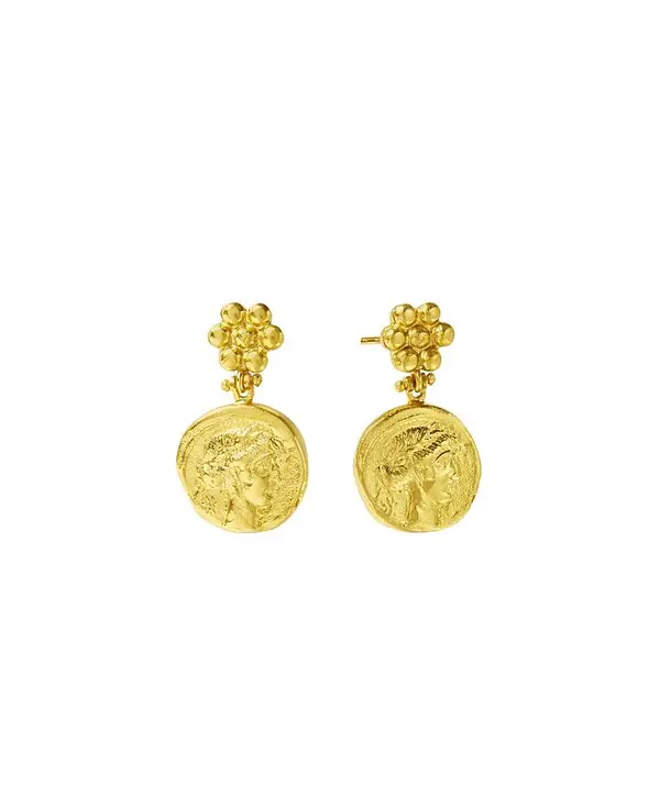OTTOMAN HANDS Goddess Demeter Coin Stud Earrings - Gold
