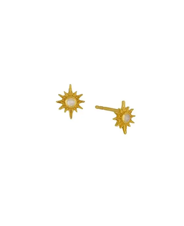 OTTOMAN HANDS Moonstone Star Stud Earrings - Gold