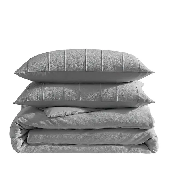 Vera Wang Woven Tucks Jacquard 3 Piece Comforter Set, Queen - Dark Grey