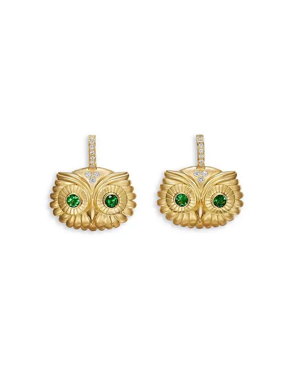 Temple St. Clair 18k Yellow Athena's Owl Earrings - Gold