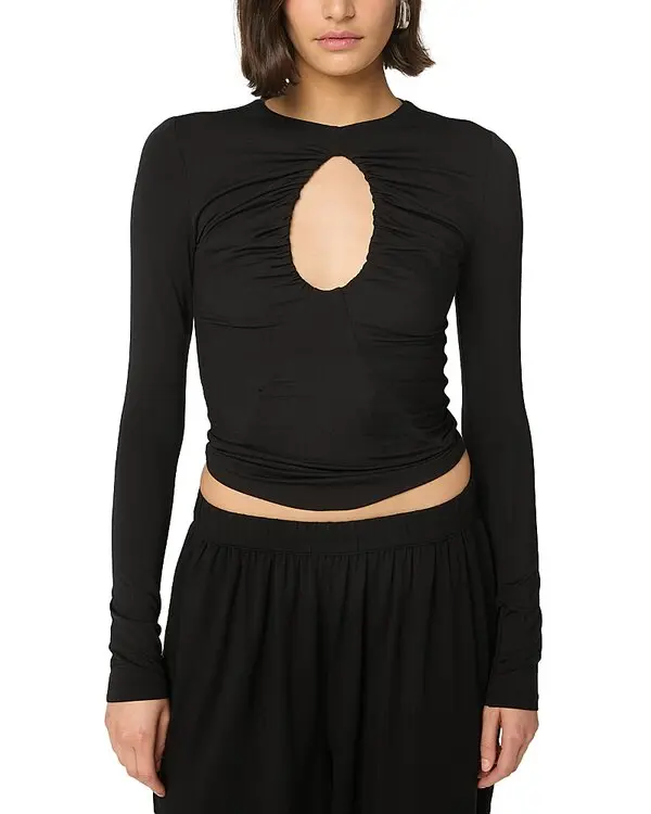 THE LINE BY K Demi Keyhole Top - Black