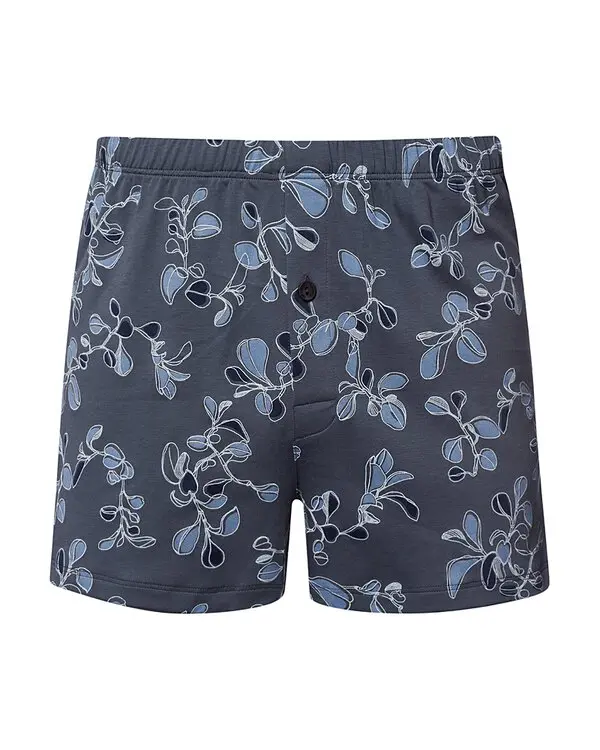 Hanro Printed Cotton Boxers - Aqua Ink