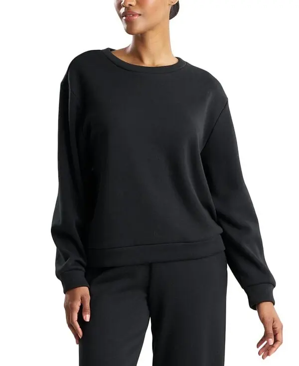 NATORI EDIT Nova Cozy Brushed Knit Crew Neck Top - Black