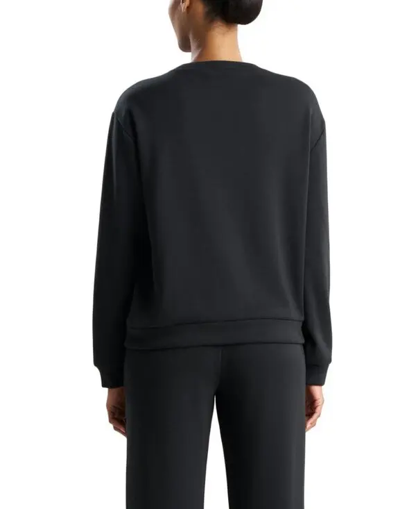 NATORI EDIT Nova Cozy Brushed Knit Crew Neck Top - Black
