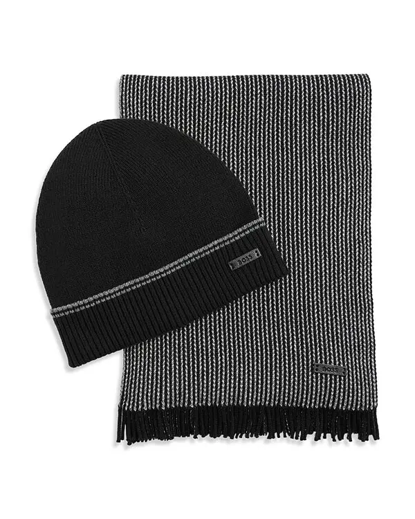 Hugo Boss Hernesto Hat & Scarf Set - Black