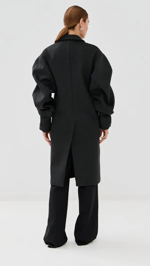 Bite Studios Pleated Sleeve Wool Coat