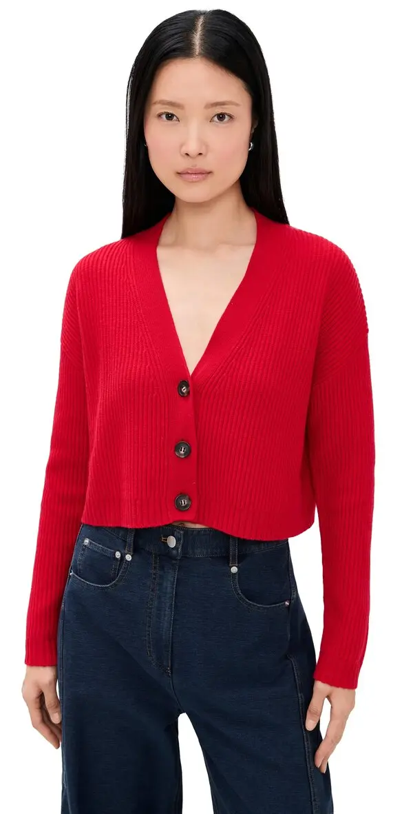 LE BOP Florence Wool Cardigan - Crimson