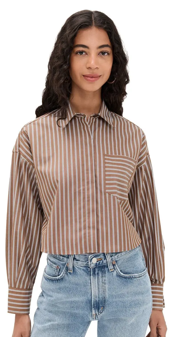 Rag & Bone Marin Cropped Striped Shirt - Tbccs