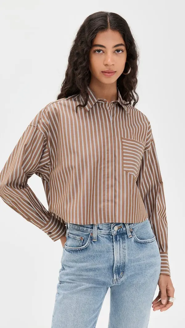 Rag & Bone Marin Cropped Striped Shirt - Tbccs
