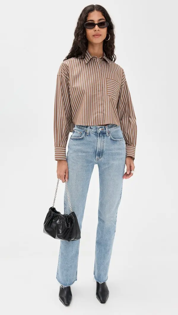 Rag & Bone Marin Cropped Striped Shirt - Tbccs