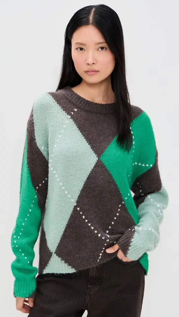 LITTLE LIES Argyle Knit Sweater